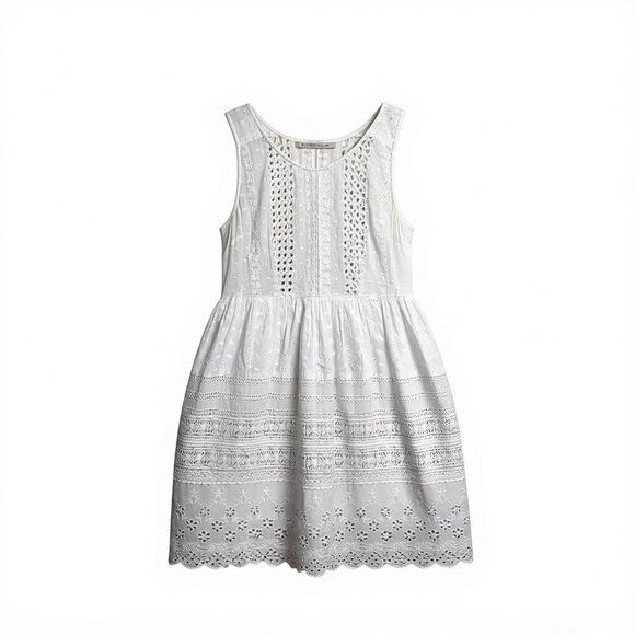 Zara | Dresses | Zara White Embroidered Sleeveless Medium Bridal ...